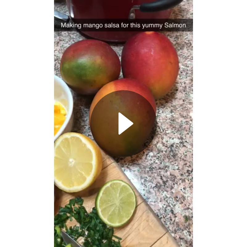 Making mango salsa for this yummy Salmon | Spotlight on Snapchat