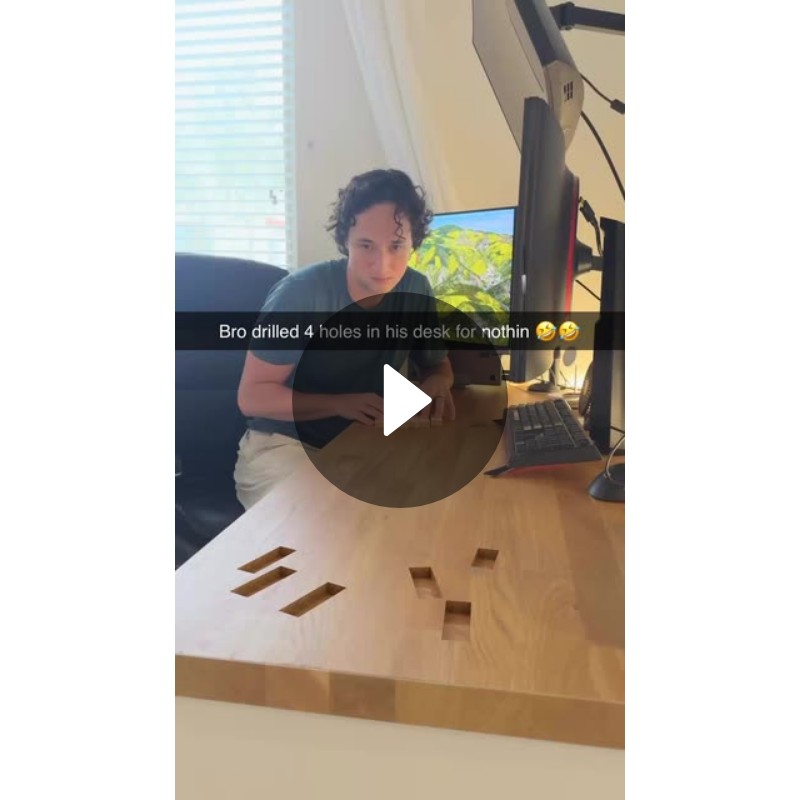 Bro drilled 4 holes in his desk for nothin 🤣🤣 | Spotlight on Snapchat