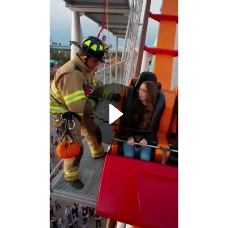 Critical Rescue: Firefighter Saves Woman Stuck on Roller Coaster ...