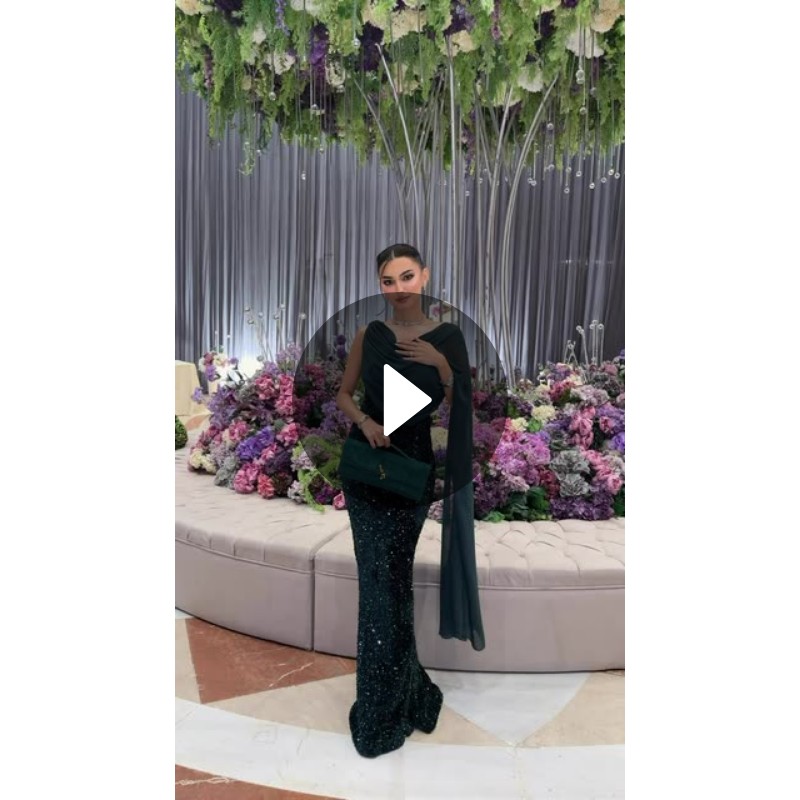 Maryam Nasser's Stunning Dark Green Sequin Gown Look | Elegant Fashion ...