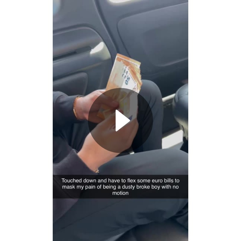 Touched down and have to flex some euro bills to mask my pain of being a dusty broke boy with no ...