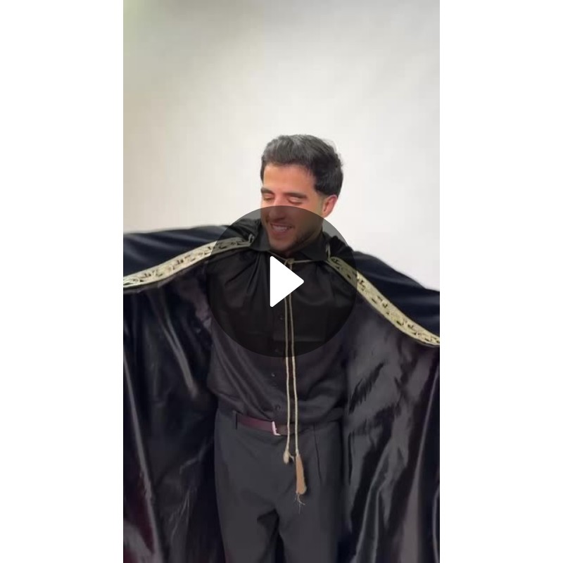 Man in Black Cloak with Gold Trim Performs Dramatic Pose | Video by انس ...