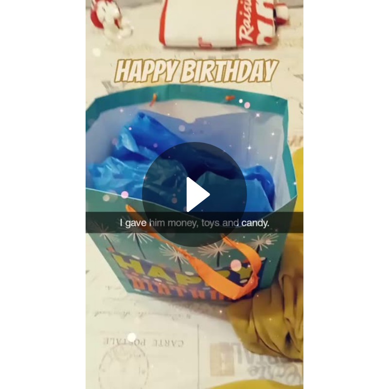 I gave him money, toys and candy. | Spotlight on Snapchat